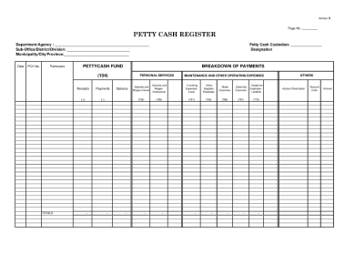 FREE 5+ Petty Cash Register Samples in Excel | PDF