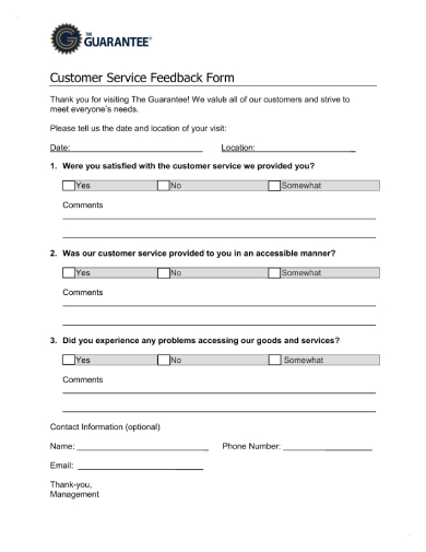 FREE 6+ Automobile Buyer Feedback Forms in PDF