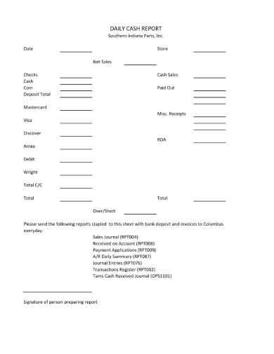 FREE 5 Daily Cash Report Samples In PDF