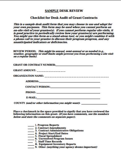 FREE 5+ Desk Audit Sample Forms in PDF | Excel
