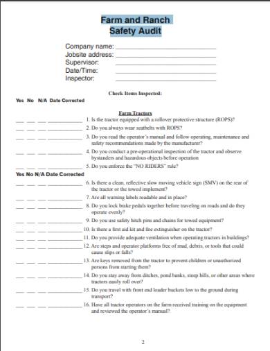 FREE 14+ Safety Audit Form Samples, PDF, MS Word, Google Docs
