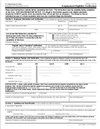 FREE 4+ Employment Eligibility Verification Forms in PDF