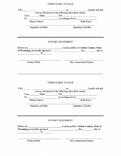 FREE 6 Notarized Bill Of Sale Forms In PDF