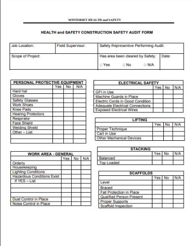 FREE 14+ Safety Audit Form Samples, PDF, MS Word, Google Docs