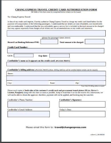 FREE 9+ Holiday Credit Card Authorization Forms in PDF | MS Word