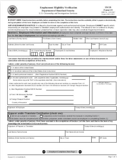 FREE 4+ Employment Eligibility Verification Forms in PDF