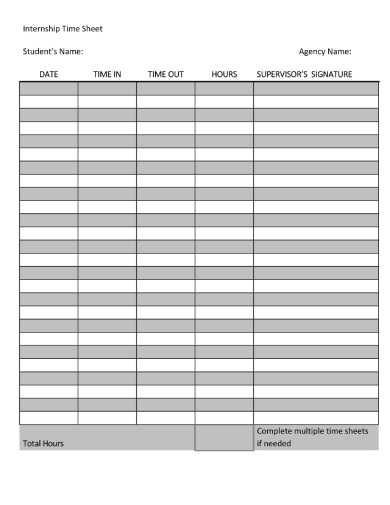 FREE 13+ Summer Intern Timesheet Samples, PDF, MS Word, Google Docs