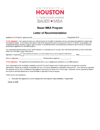 FREE 12+ MBA Recommendation Letter Samples, PDF, MS Word, Google Docs