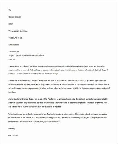 FREE 10+ Medical School Recommendation Letter Samples, PDF, MS Word ...