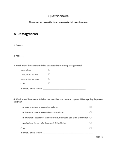 FREE 14+ Demographic Questionnaire Samples, PDF, MS Word, Google Docs
