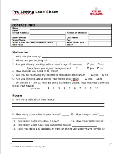 FREE 4+ Real Estate Lead Forms in PDF | MS Word