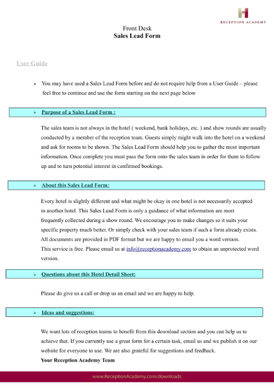 FREE 5+ Sales Lead Forms in PDF