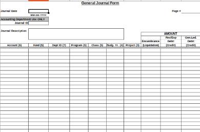 FREE 9+ General Journal Form Samples, PDF, MS Word, Google Docs Excel