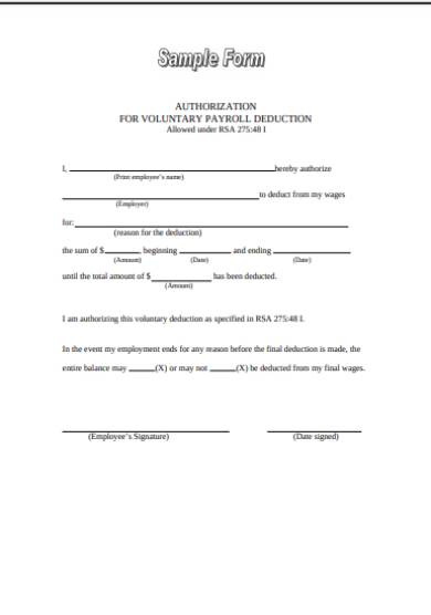 FREE 6+ Voluntary Deduction Agreement Samples in PDF