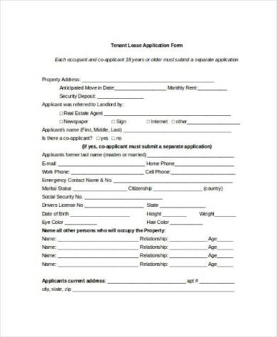 FREE 6+ Leasing Application Forms in PDF | MS Word