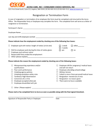 FREE 5+ Employment Resignation Letters in PDF