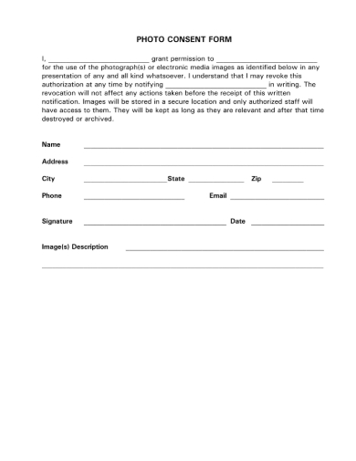 FREE 6+ Photo Release Consent Forms in PDF | MS Word