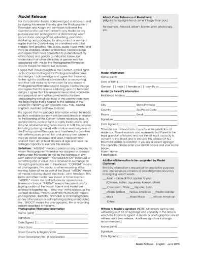 FREE 6+ Model / Photo Copyright Release Forms in PDF | MS Word