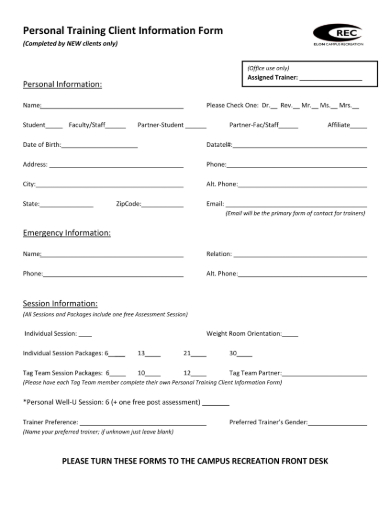 FREE 6+ Personal Trainer Sign-Up Forms in PDF