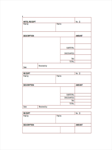 FREE 9+ Hotel Receipt Form Samples, PDF, MS Word, Google Docs
