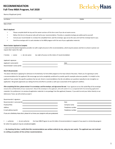 FREE 12+ MBA Recommendation Letter Samples, PDF, MS Word, Google Docs