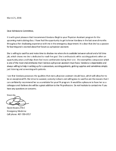 FREE 9+ Physician Assistant Recommendation Letter Samples, PDF, MS Word ...