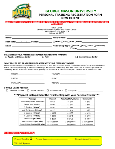 FREE 6+ Personal Trainer Sign-Up Forms in PDF