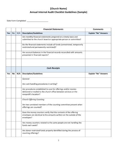 FREE 6 Sample Audit Checklist Forms In PDF MS Word