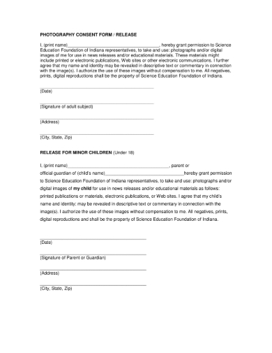 FREE 6+ Photo Release Consent Forms in PDF | MS Word