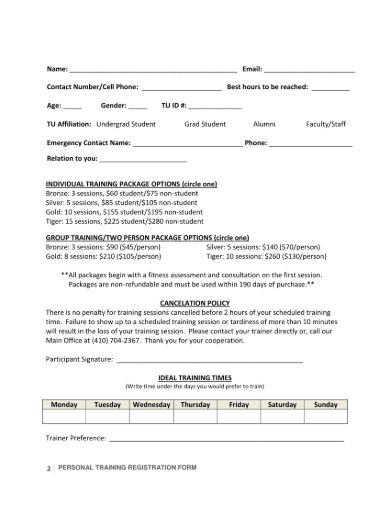 FREE 6+ Personal Trainer Sign-Up Forms in PDF