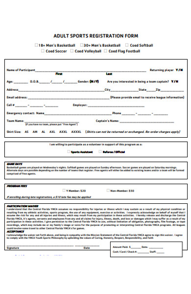 FREE 37+ Best Sports Registration Forms in PDF | MS Word | Excel
