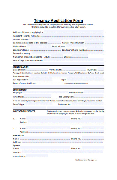 FREE 35+ Tenant Application Forms in PDF | MS Word