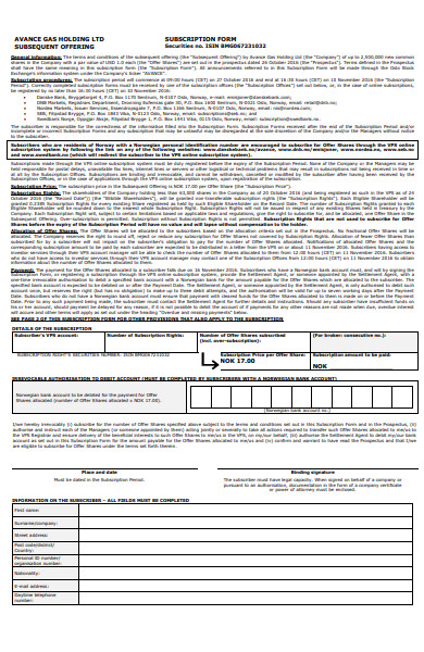 FREE 52+ Subscription Forms in PDF | MS Word | Excel