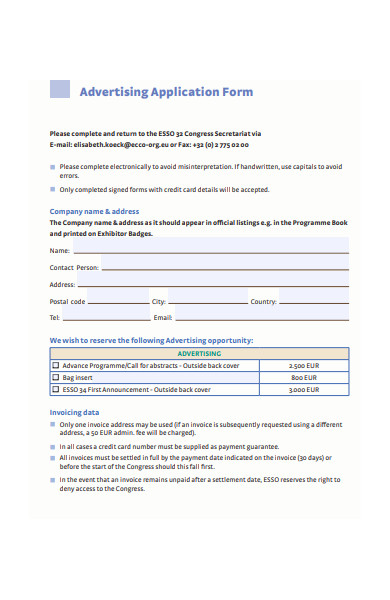 FREE 35+ Advertising Forms in PDF | MS Word | XLS