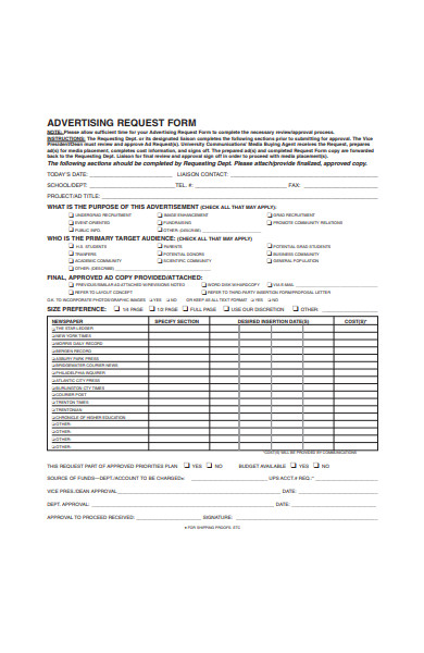FREE 35+ Advertising Forms in PDF | MS Word | XLS