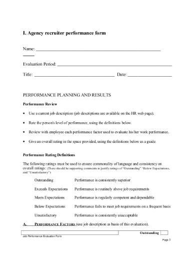 Recruitment Consultant Appraisal Form Armando Friend s Template