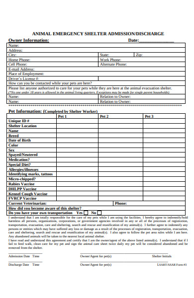FREE 30+ Animal Shelter Forms in PDF | MS Word