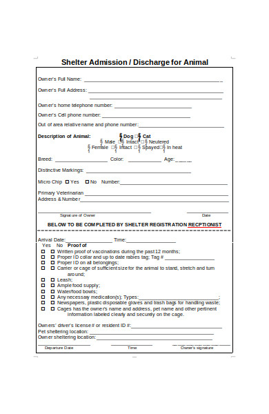 FREE 30+ Animal Shelter Forms in PDF | MS Word