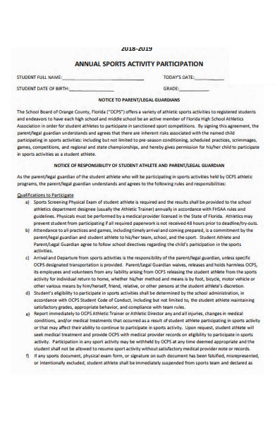 FREE 53+ Sports Forms in PDF | MS Word | Excel