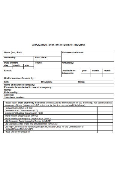 FREE 50+ Internship Application Form Samples, PDF, MS Word, Google Docs