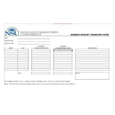 FREE 8+ Budget Transfer Forms in PDF | Excel
