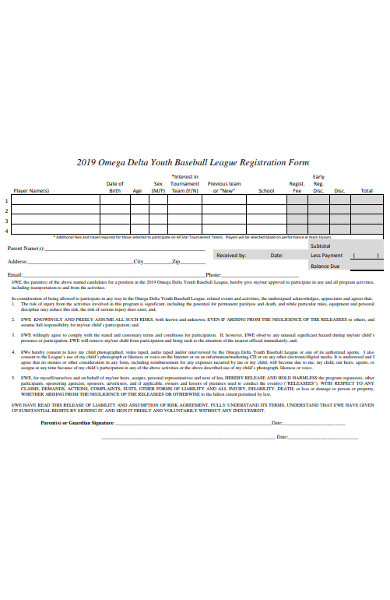 FREE 37+ Best Sports Registration Forms in PDF | MS Word | Excel