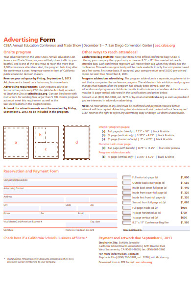 FREE 35+ Advertising Forms in PDF | MS Word | XLS