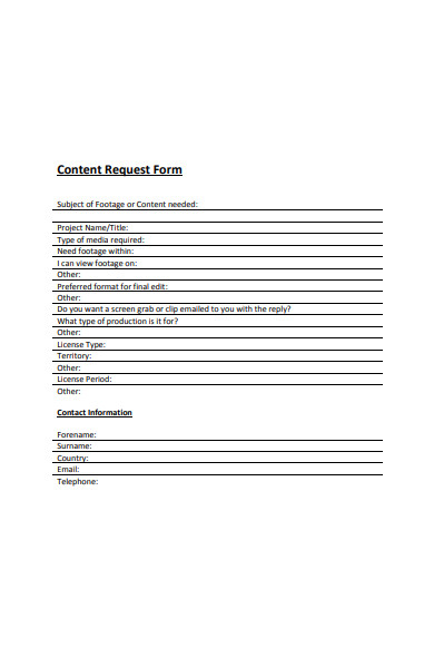 FREE 32+ Content Forms in PDF | MS Word | Excel