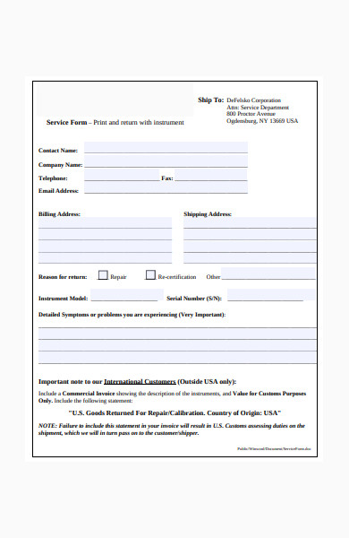 FREE 53+ Services Forms in PDF | MS Word | Excel