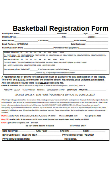 FREE 37 Best Sports Registration Forms In PDF MS Word Excel