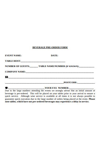 FREE 51+ Pre Order Forms in PDF | MS Word | Excel