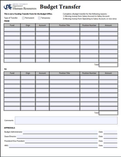 FREE 8+ Budget Transfer Forms in PDF | Excel