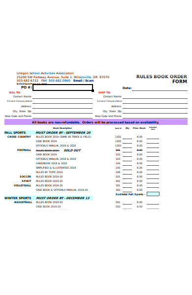 FREE 31+ Book Order Forms in PDF | MS Word | Excel