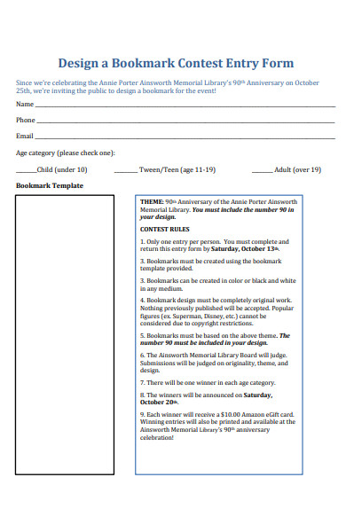 FREE 36+ Contest Entry Form Samples, PDF, MS Word, Google Docs, Excel